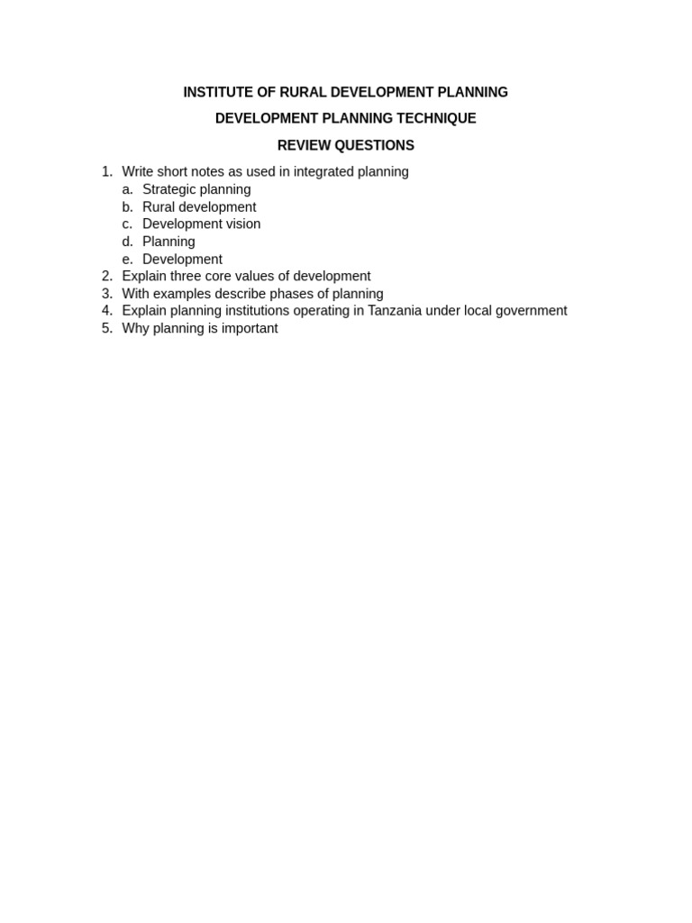 Development Planning Questions-1 | PDF