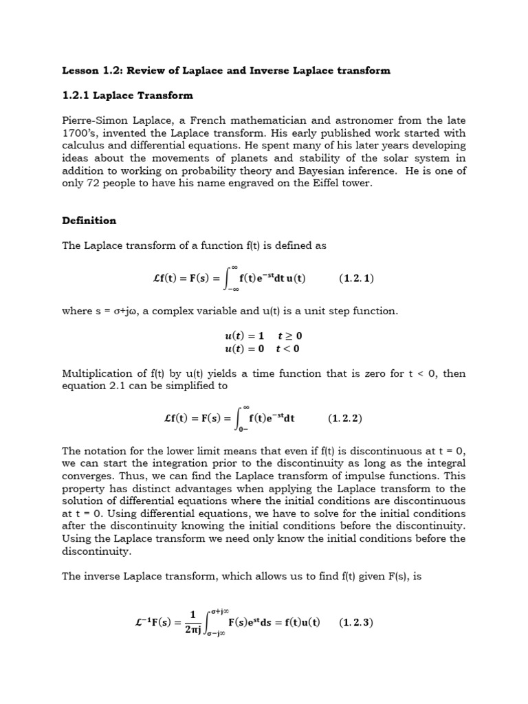 Mod1Lesson2 Review of Laplace Transform35 | PDF | Laplace Transform | Function (Mathematics)