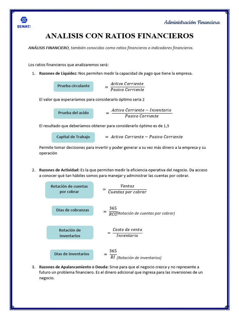 Adm. Financiera - Ratios Financieros | PDF | Sector privado | Dinero