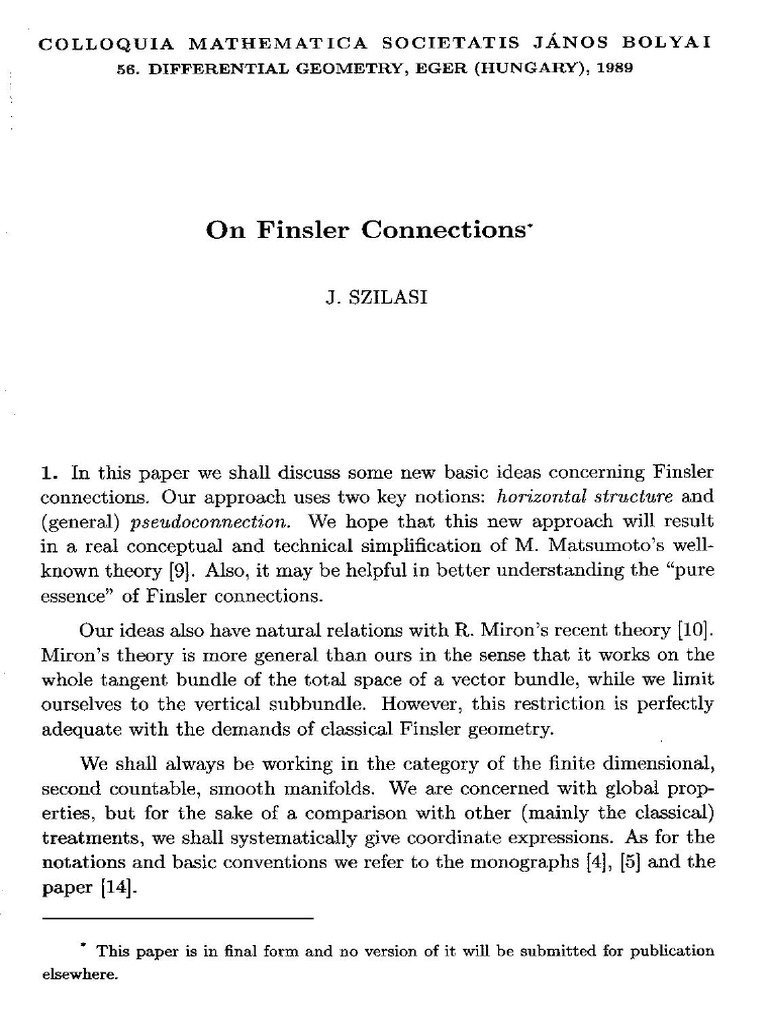 Finsler Connections | PDF