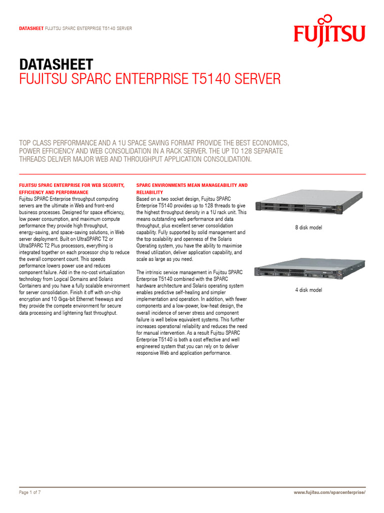 Ds Sparcenterprise t5140 WW en | PDF | Computer Architecture | Computing