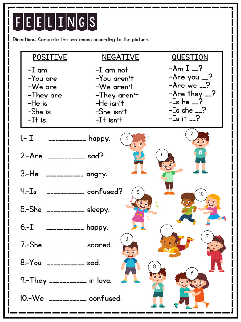 Feelings and Verb to Be Worksheet | PDF