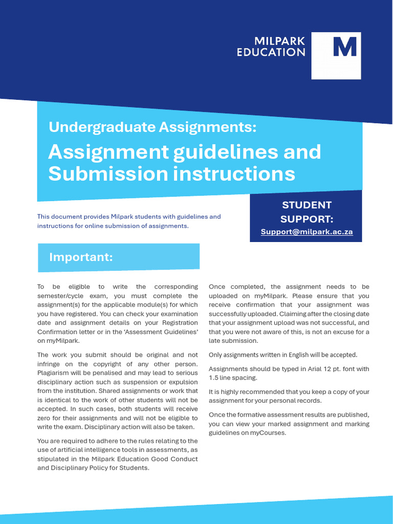 A Assignment Guidelines & Submission Instructions - UNDERGRADUATES ...