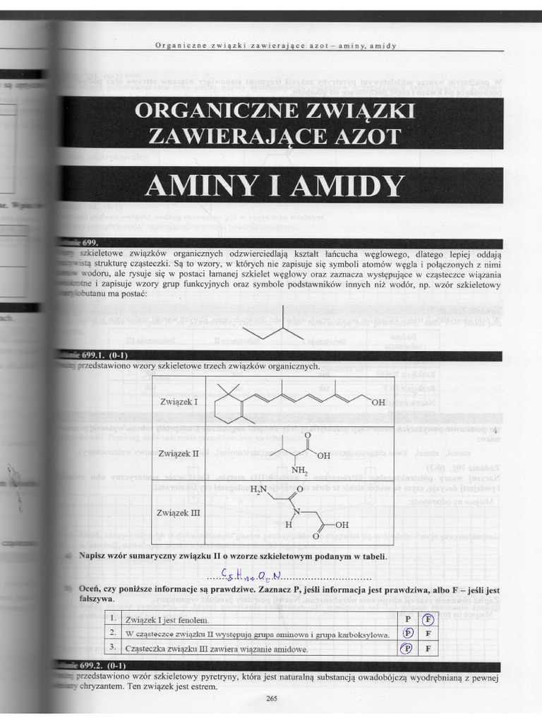 Aminy I Amidy - Zadania Maturalne Rozwizane-1 | PDF