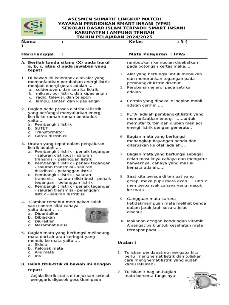 SOAL PH 1 IPAS KLS 5 2024-2025 | PDF