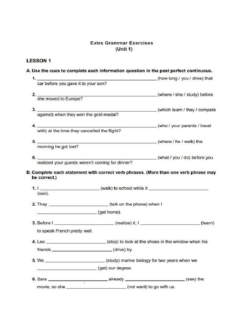 grammar exercise | PDF