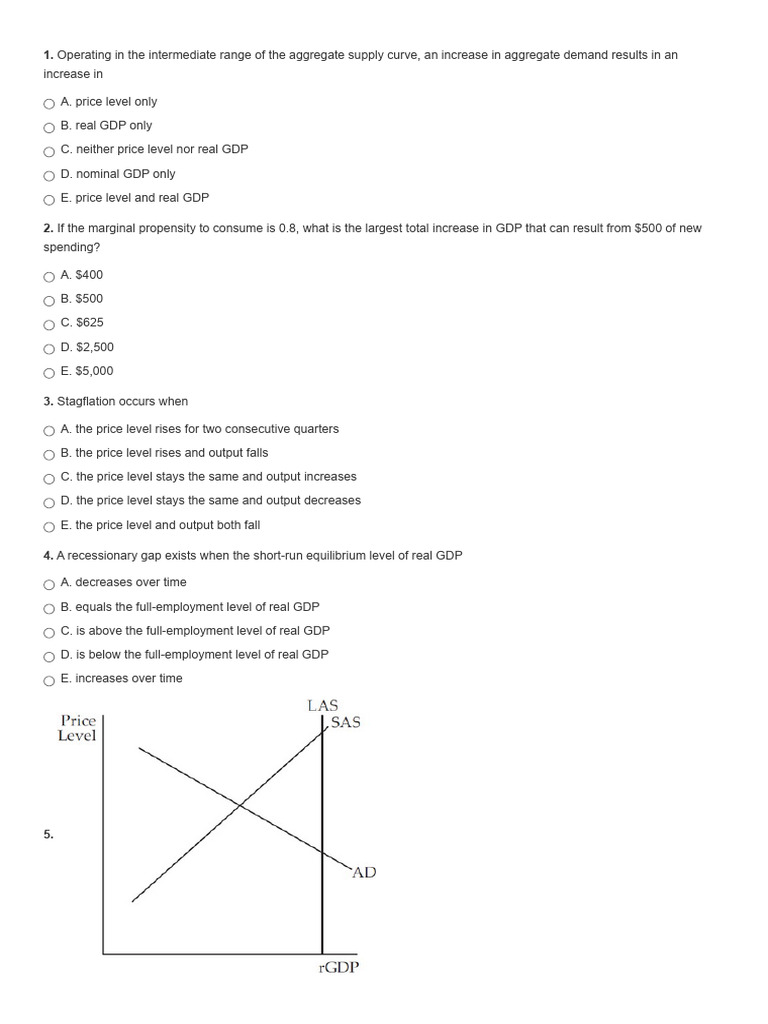 AP Macroeconomics Practice Test - Aggregate Demand | PDF