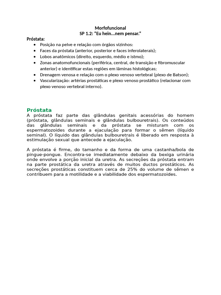 Anato-Histologia - Morfofuncional 4 Etapa SP 1.2: "Eu Hein... Nem Pensar." | PDF | Próstata ...