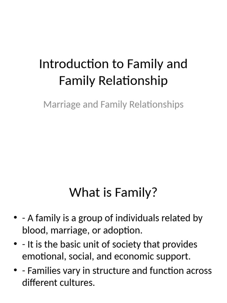 Introduction To Family and Family Relationship | PDF | Family | Social ...