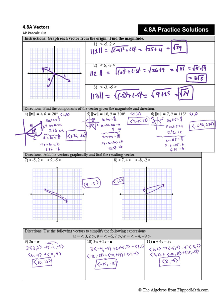 ap_pc_4.8a_practice_solutions | PDF | Euclidean Vector | Mathematics