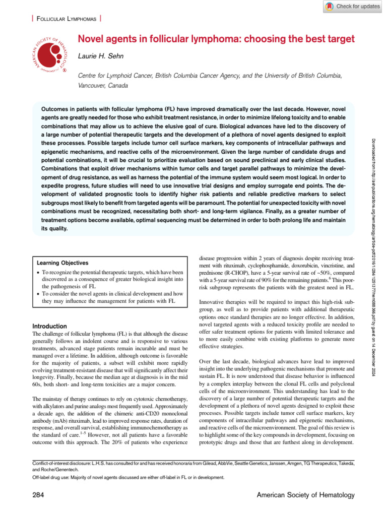 2015 - Novel Agents in Follicular Lymphoma Choosing The Best Target | PDF | Bcl 2 | Natural ...