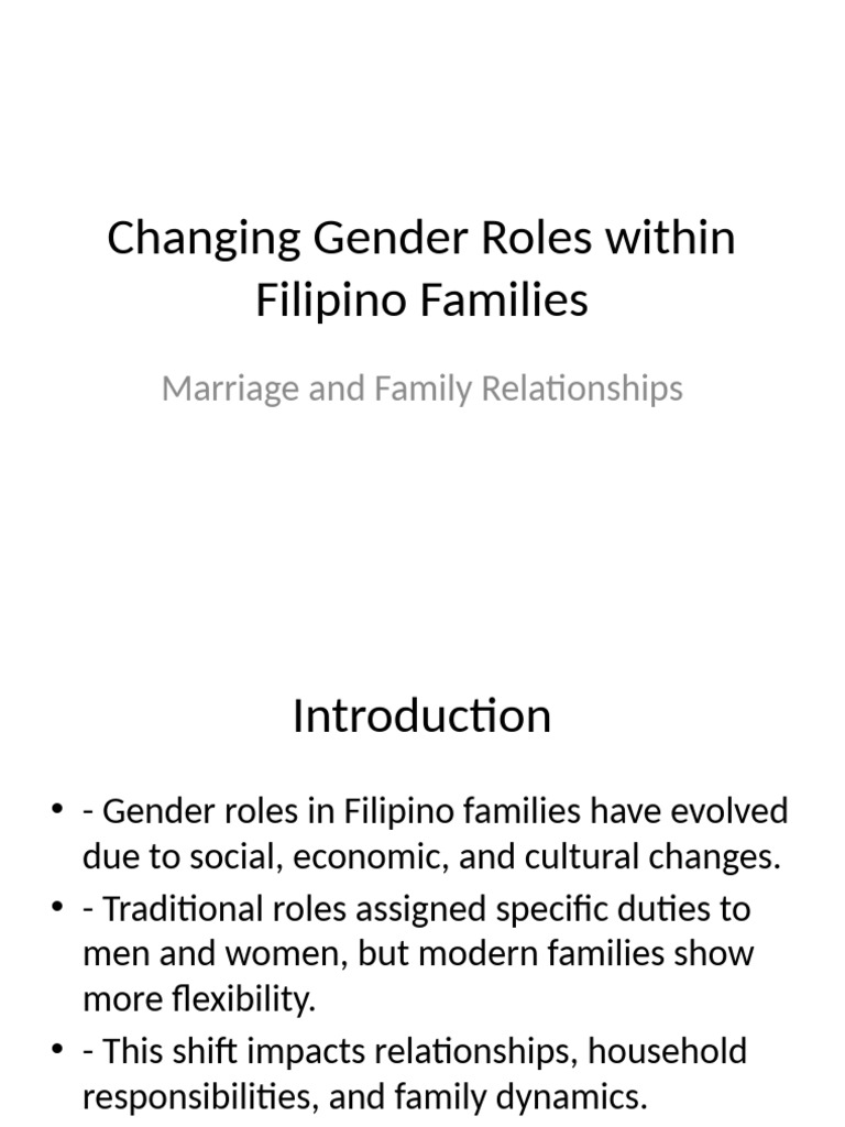 Changing Gender Roles in Filipino Families | PDF | Gender Role | Family