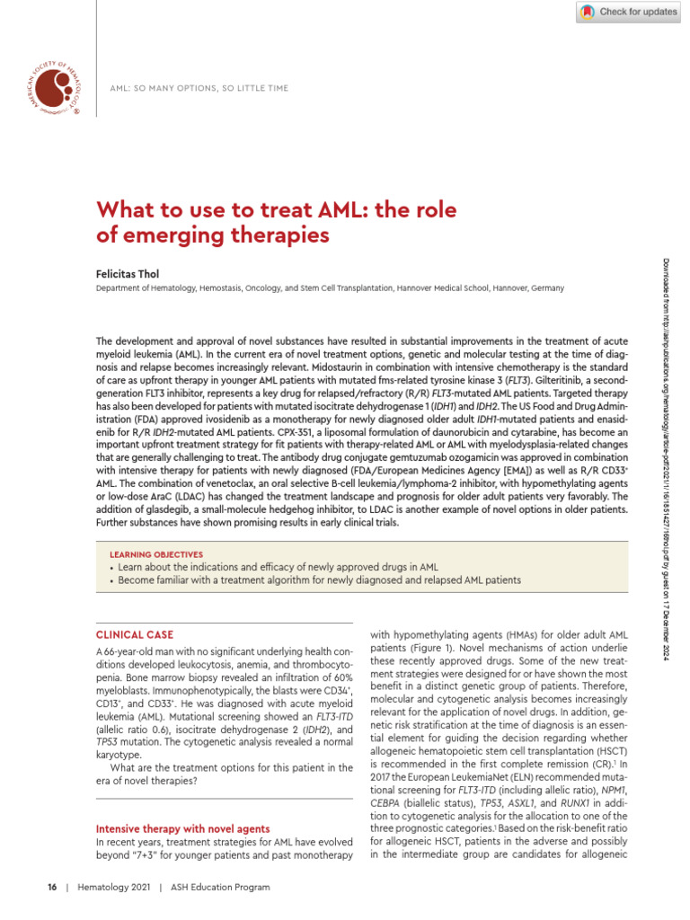 2021 - What To Use To Treat AML The Role of Emerging Therapies | PDF ...