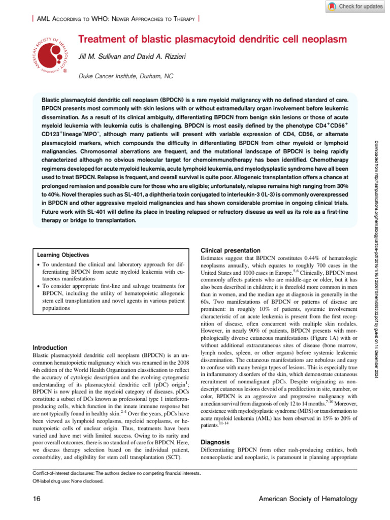 BPDCN: Diagnosis and Treatment Guide | PDF | Hematopoietic Stem Cell ...