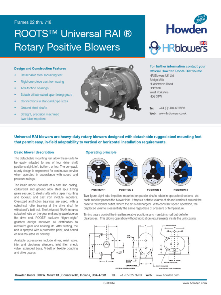 HR Blowers UK URAI Howden Roots Universal RAI Blowers Frames 22 Thru ...