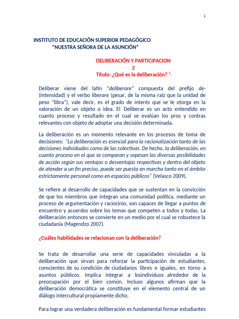 Qué Es Deliberar | PDF | Democracia | Ideologías políticas