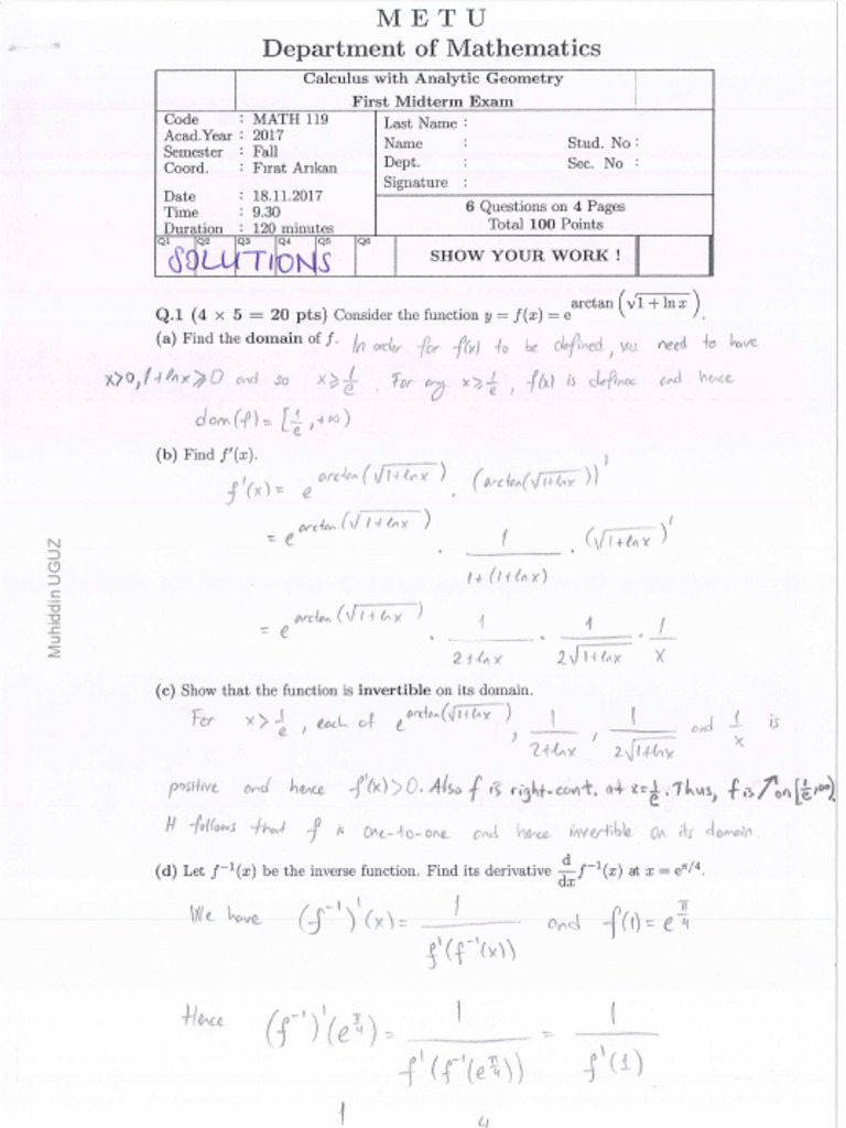 Math 119 Past Exams - (2010-2017) | PDF