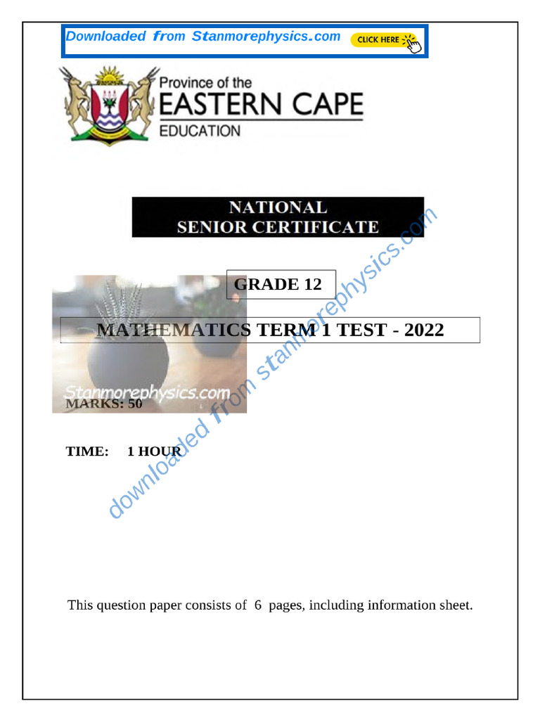 EC Maths March 2022 Grade 12 QP and Memo | PDF