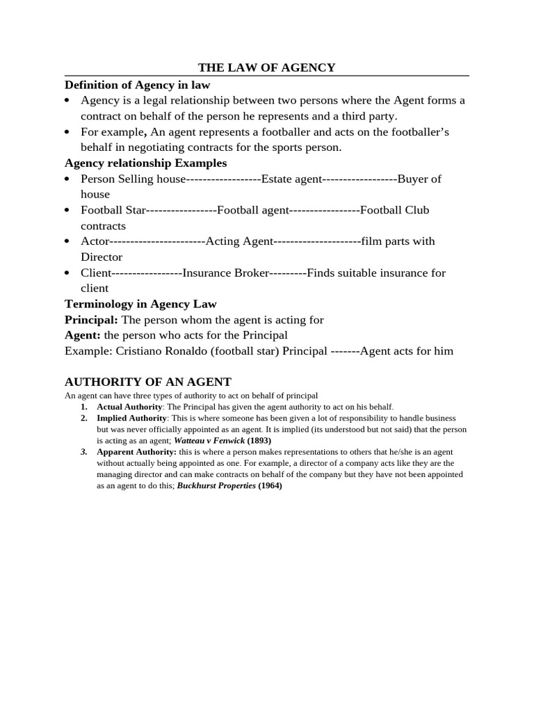 Understanding Agency Law Basics | PDF