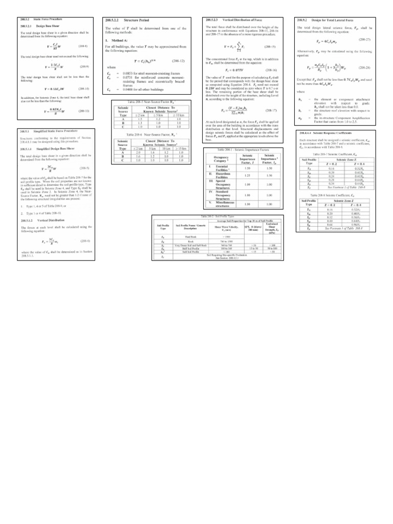 Seismic Tables and Formulas | PDF