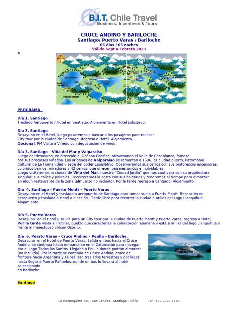 Aventura Andina: Santiago a Bariloche | PDF | Santiago | Hotel