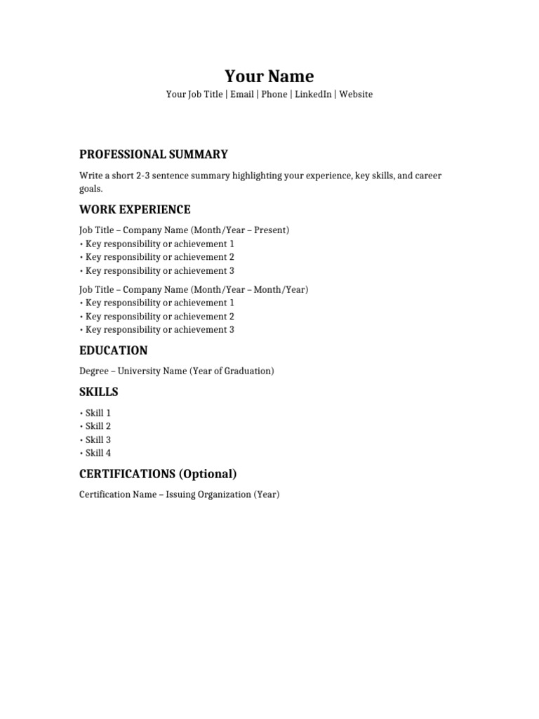 A4 CV Template Guide | PDF
