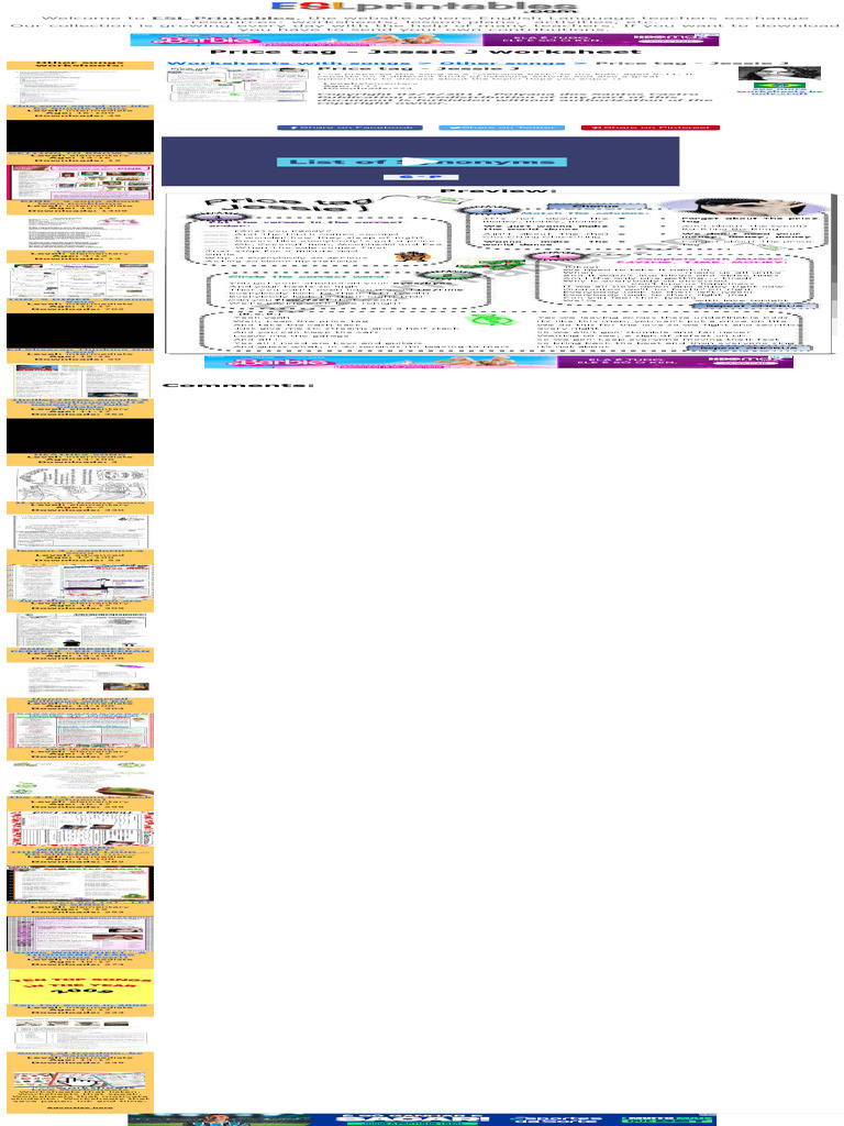 Price Tag Worksheet for ESL Teachers | PDF