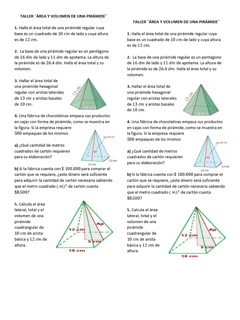 Cálculo de Área y Volumen de Pirámides | PDF | Objetos geométricos ...