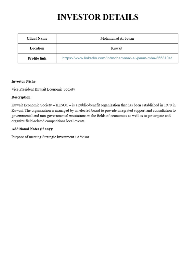 Investor Profile: Mohammad Al-Jouan | PDF