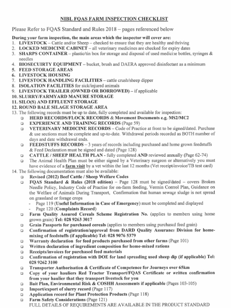 FQAS Inspection Checklist | PDF