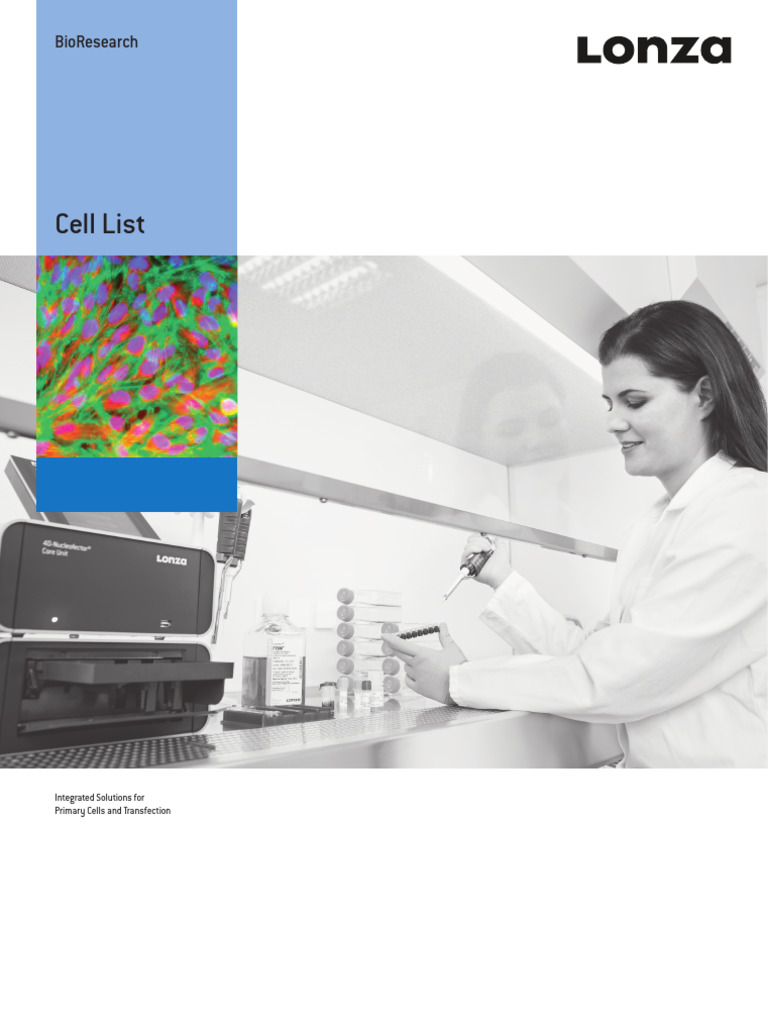 Lonza ProductCitationLists Cell List Integrated Solutions For Primary ...