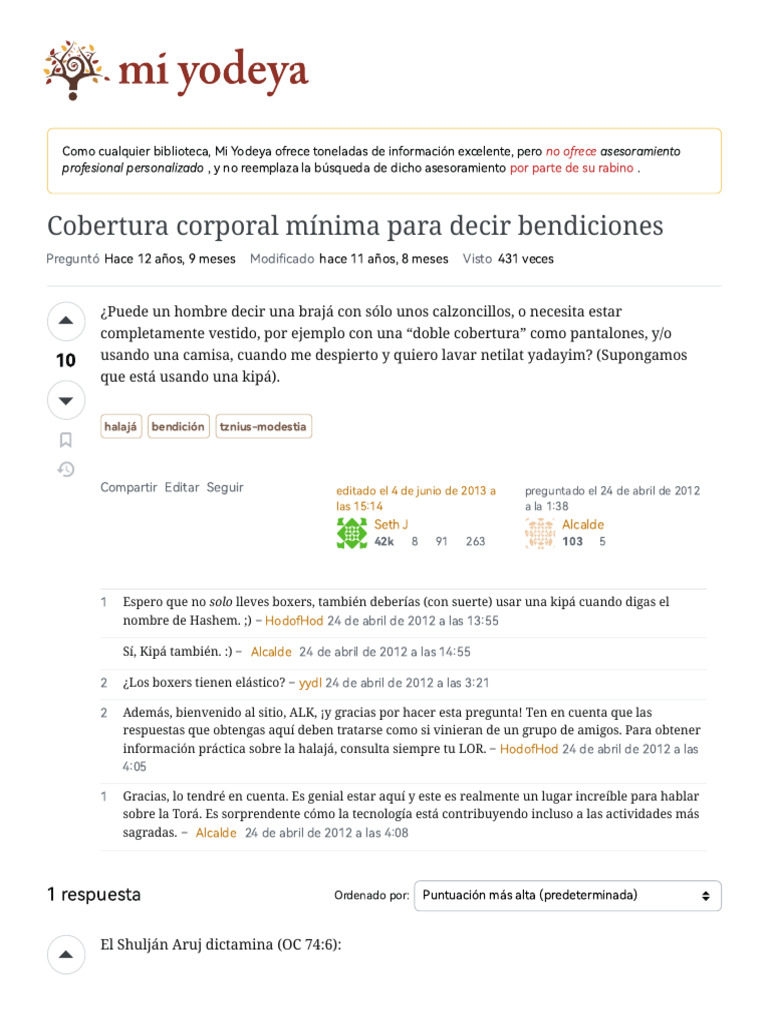 Cobertura Mínima para Bendiciones Judías | PDF