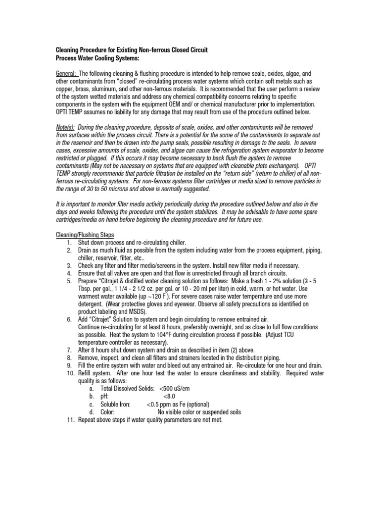 Non-Ferrous Cooling System Cleaning Guide | PDF | Water | Mechanical ...