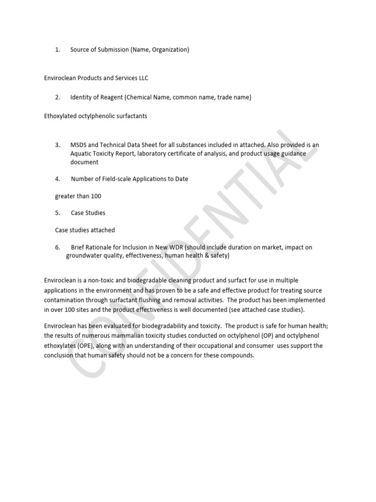 ENVIROCLEAN MSDS Toxicity Casestudies | PDF | Environmental Remediation ...