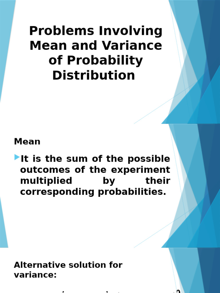3 Problems Involving Mean and Variance of Probability Distribution | PDF | Variance | Expected Value