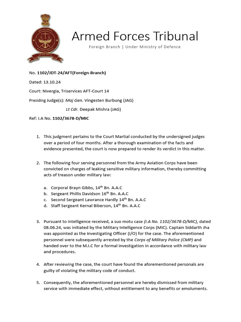 Armed Forces Tribunal 77377 AFT JOINT | PDF | Military Justice | Judge ...