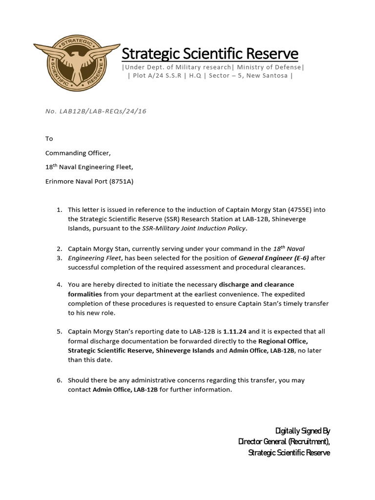 Strategic Scientific Reserve-LAB12 | PDF