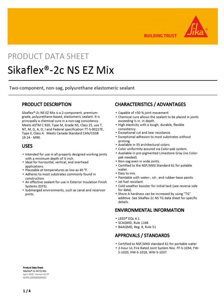 sikaflex-2c-ns-ezmix | PDF | Materials | Building Engineering