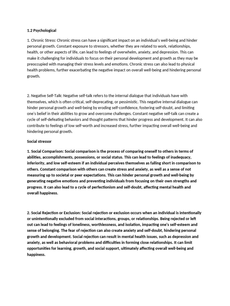 Stress and Personal Growth Factors | PDF | Nonverbal Communication ...