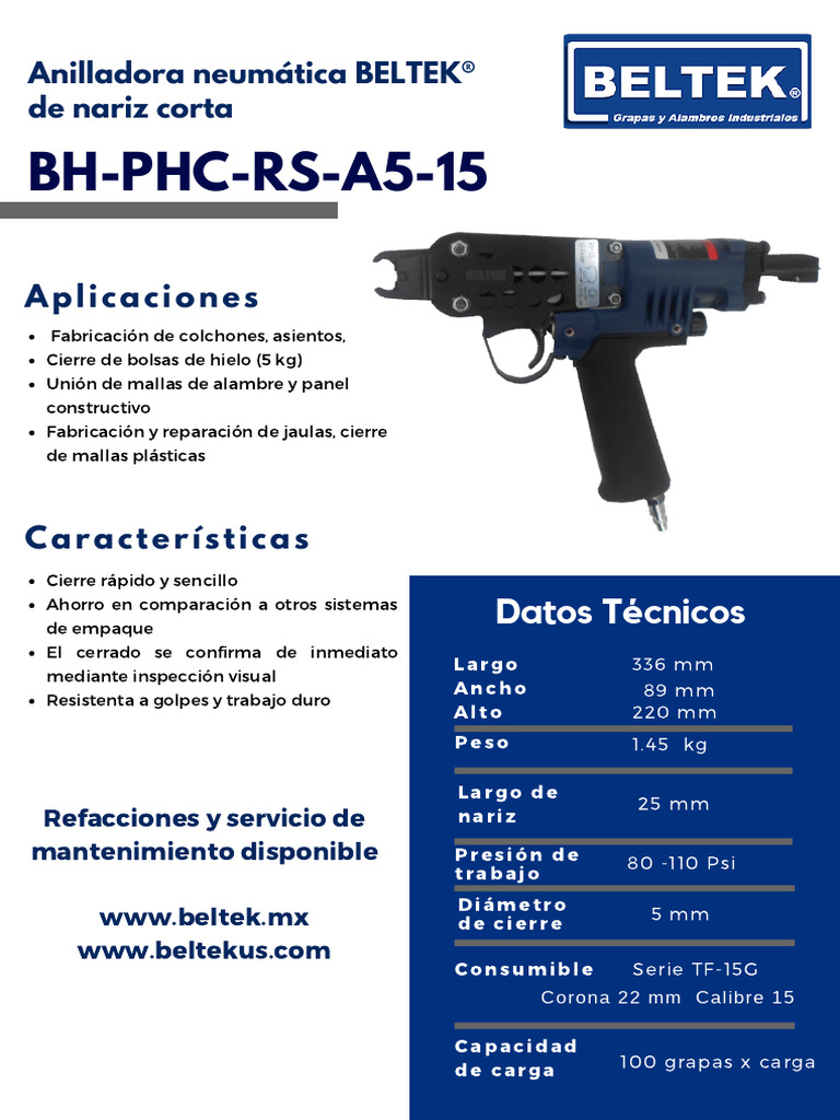Fiche Tecnica Anilladora Beltek A5 | PDF