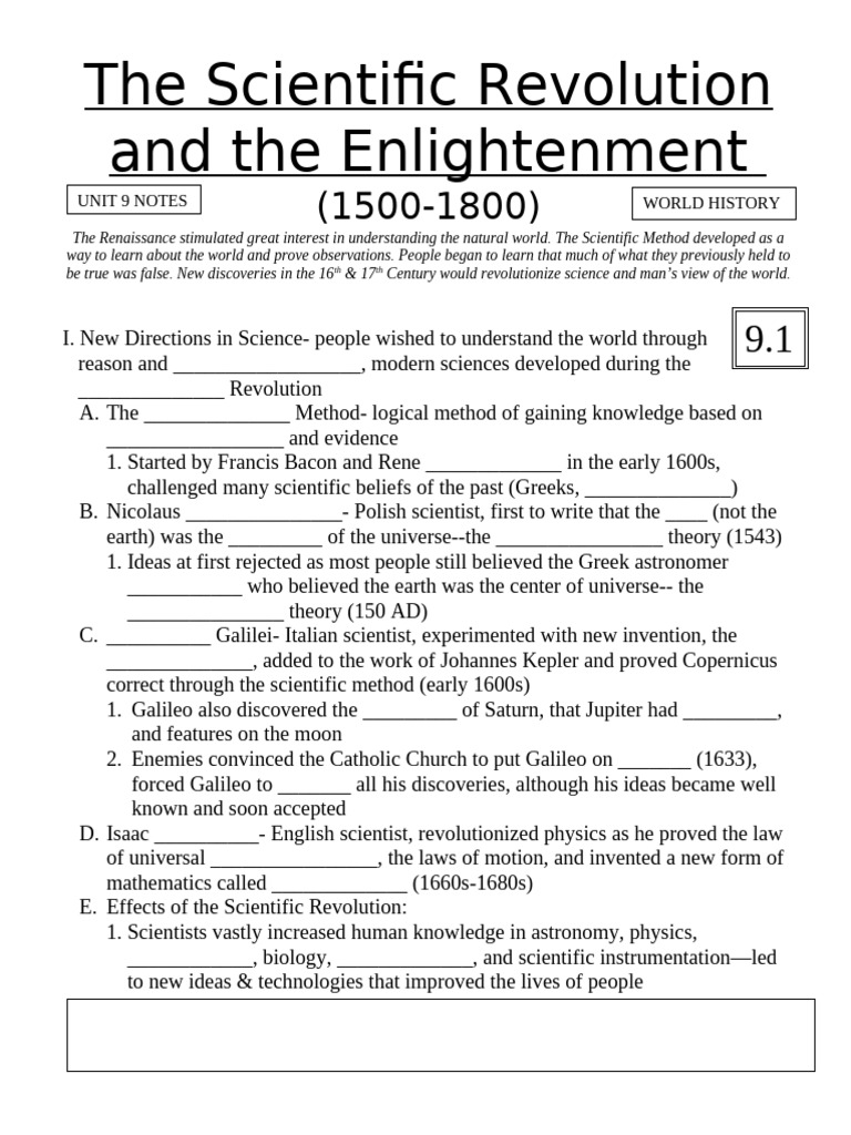 Enlightenment+Notes | PDF | Science | Galileo Galilei