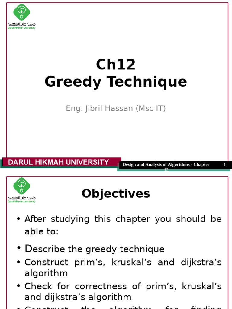 Ch12 Greedy Technique | PDF | Computer Programming | Combinatorics