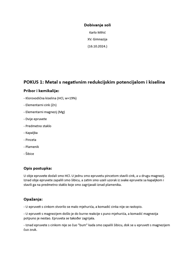 Dobivanje soli | PDF