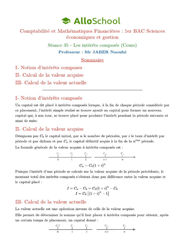 Seance 35 Les Interets Composes Cours | PDF