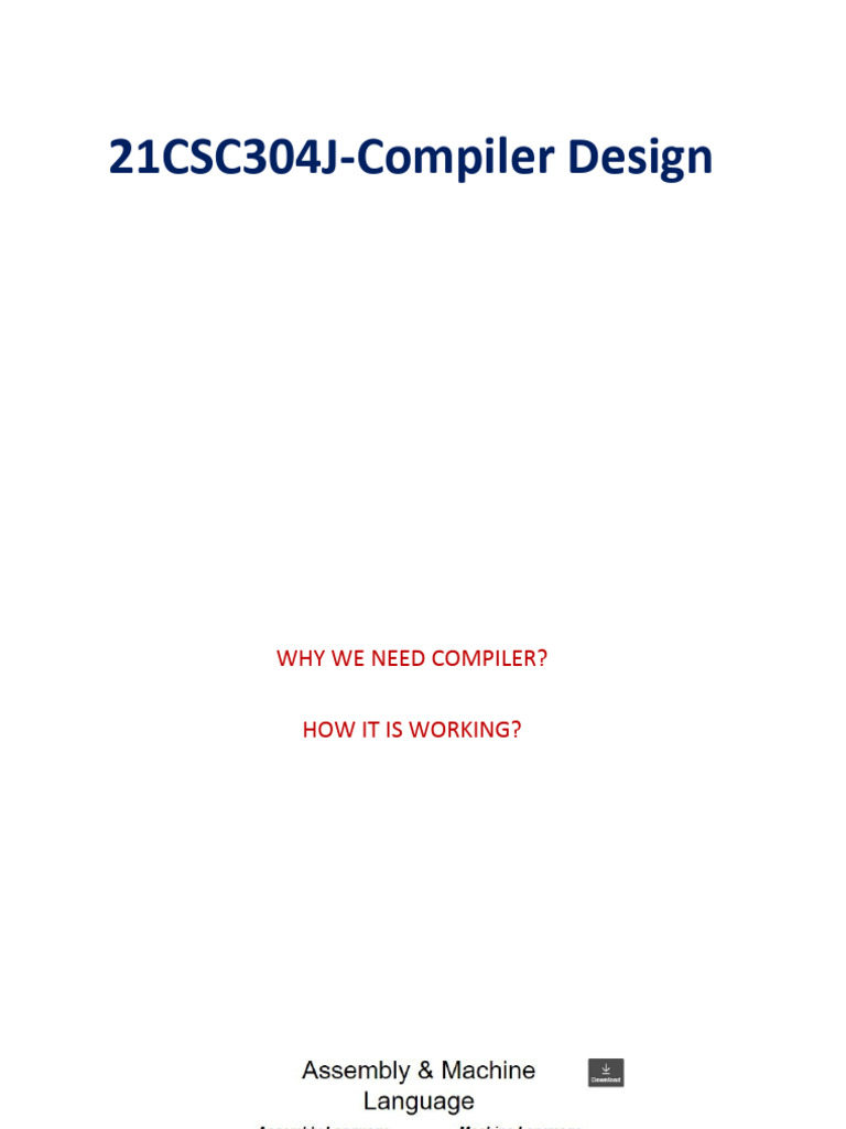 Compiler Design Unit 1 SRM 21 Regulation | PDF | Parsing | Compiler