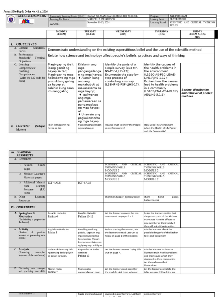 L2-Scientific and Critical Thinking | PDF | Learning | Educational ...