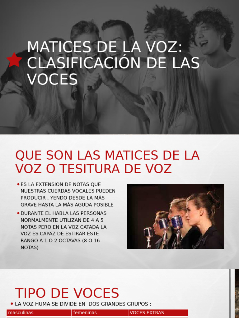 4 Clasificacion de Las Voces Tema4 Canto | PDF | Elementos de la música ...