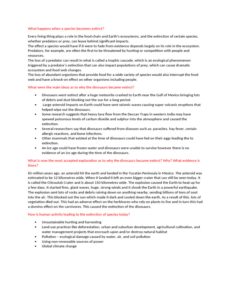 Extinction Research | PDF | Dinosaurs | Predation