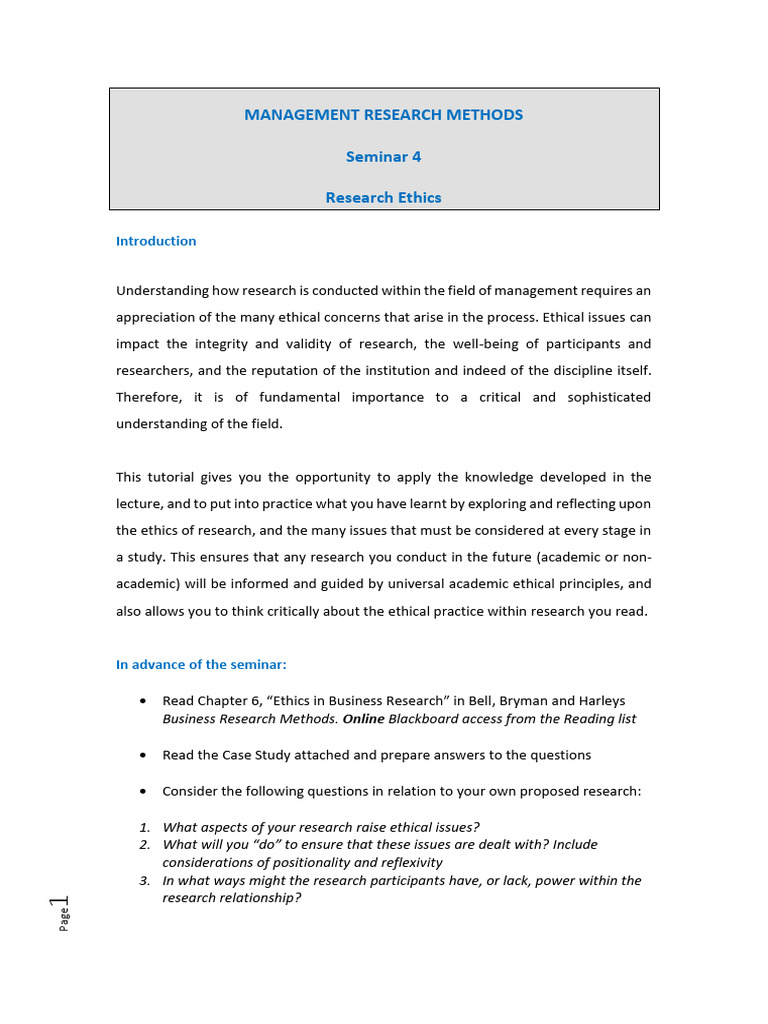 Research Ethics in Management Studies | PDF | Job Satisfaction ...