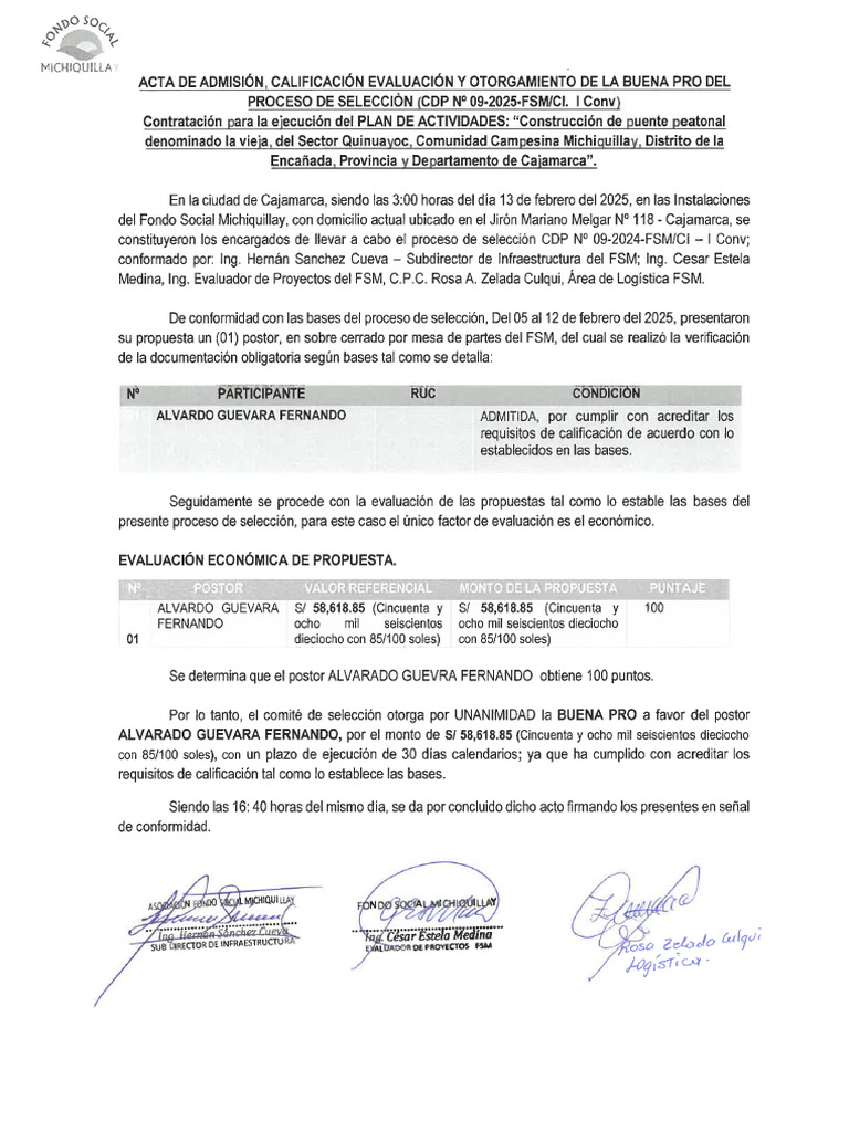 Acta de Buena Pro | PDF